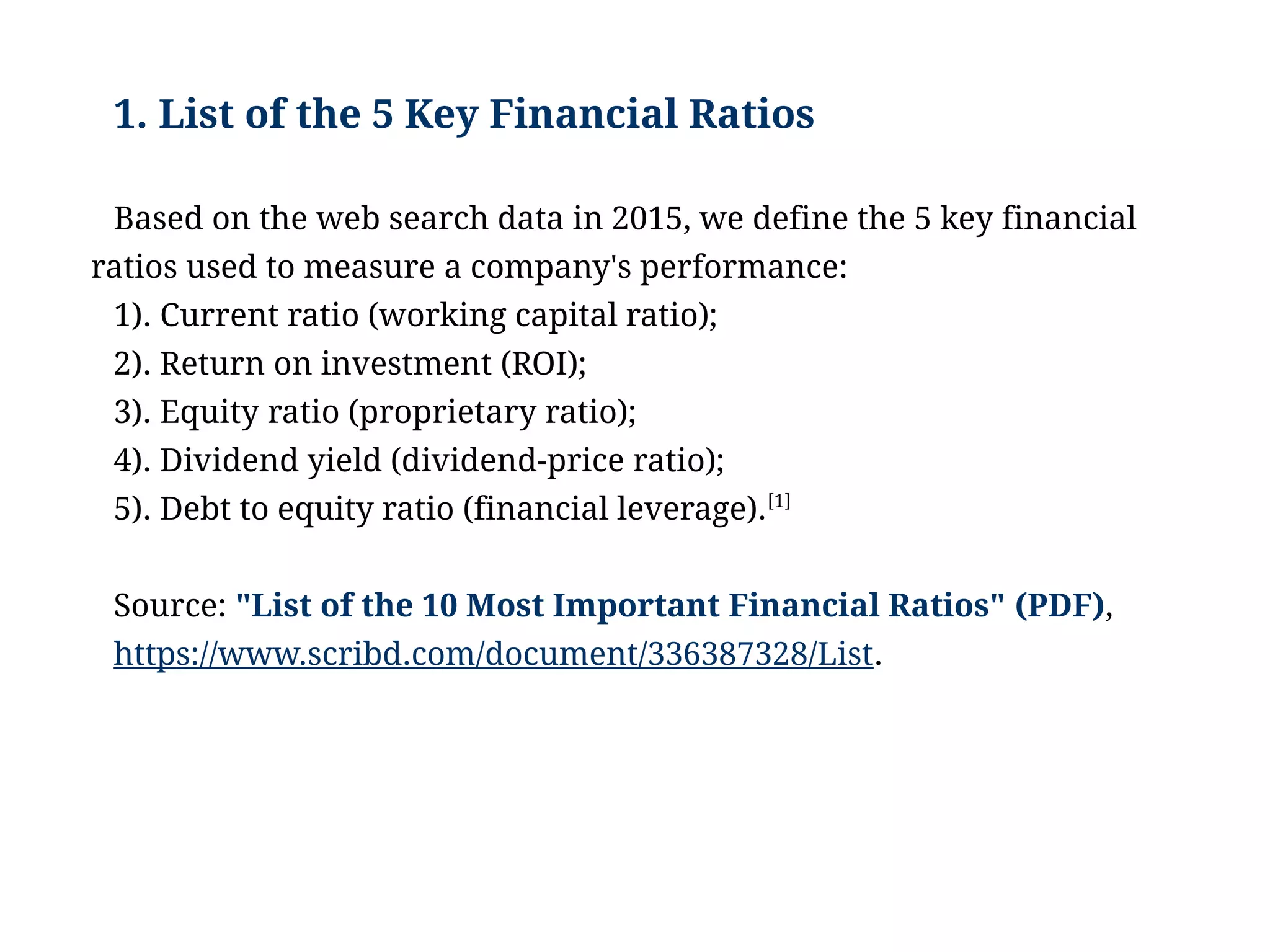 Examples of Key Ratios for Financial Analysis: Useful Financial Ratios ...