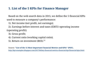 Examples of KPIs for Finance Manager: KPI of Finance Manager, How to ...