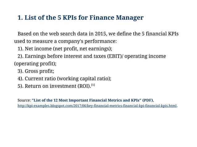 Examples of KPIs for Finance Manager: KPI of Finance Manager, How to ...