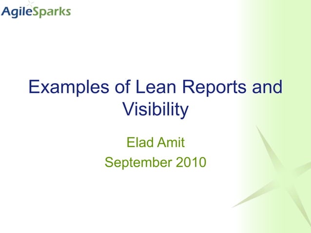 Examples of lean reports and visibility | PPTX | Business and Finance