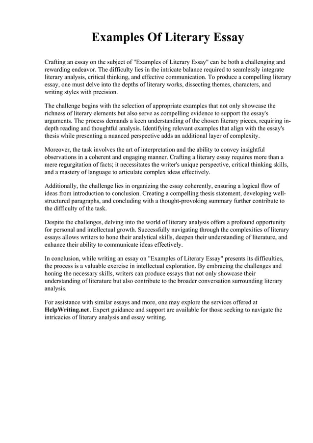 Examples Of Literary Essay.pdf | Books and Literature