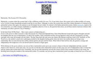 Examples Of Matriarchy | PPT