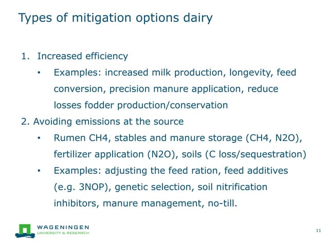 Examples of mitigation strategies in the Dutch dairy sector | PPT