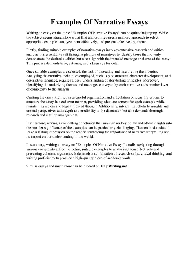 Examples Of Narrative Essays | PDF