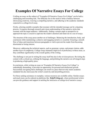 Examples Of Narrative Essays For College.pdf