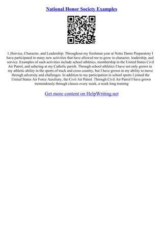 Examples Of National Honor Society Essays | PDF