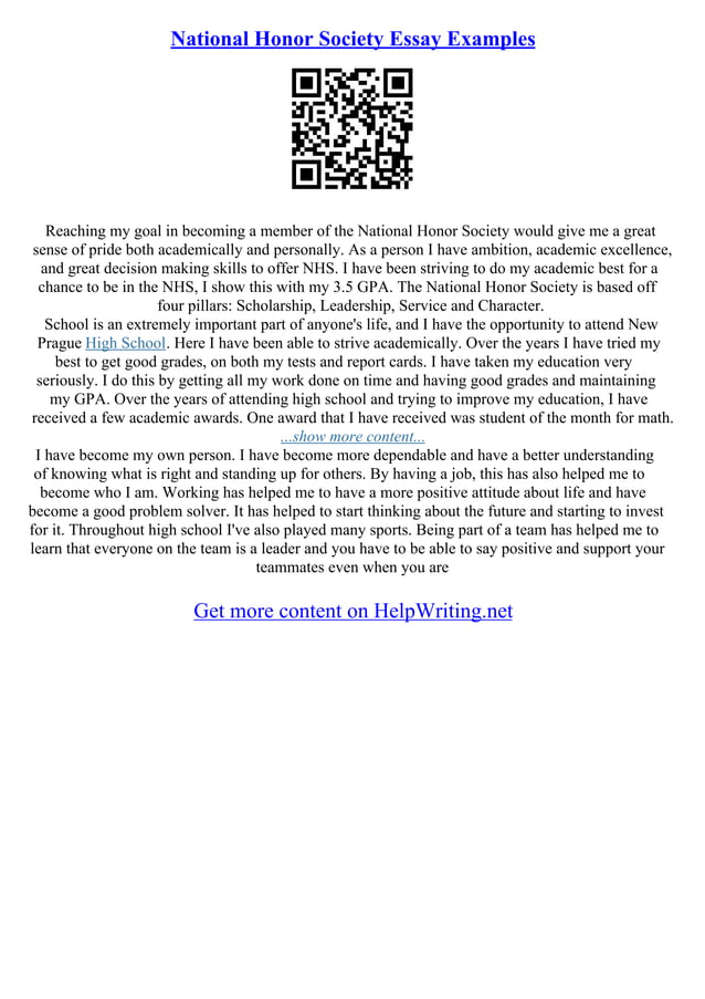Examples Of National Honor Society Essays | PDF