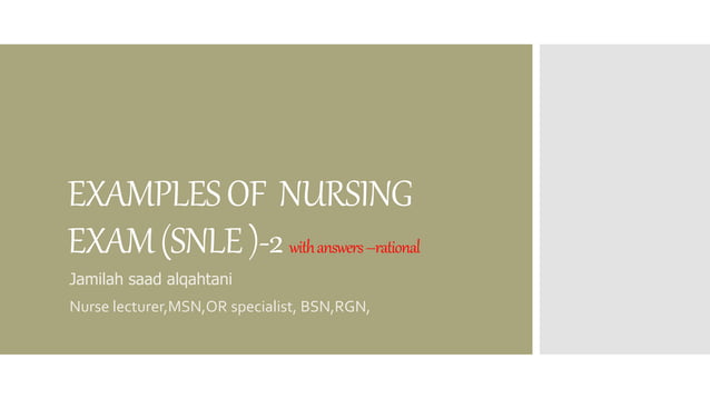 Examples of nursing exam (snle ) 2 | PPTX | Blood Disorders | Diseases ...