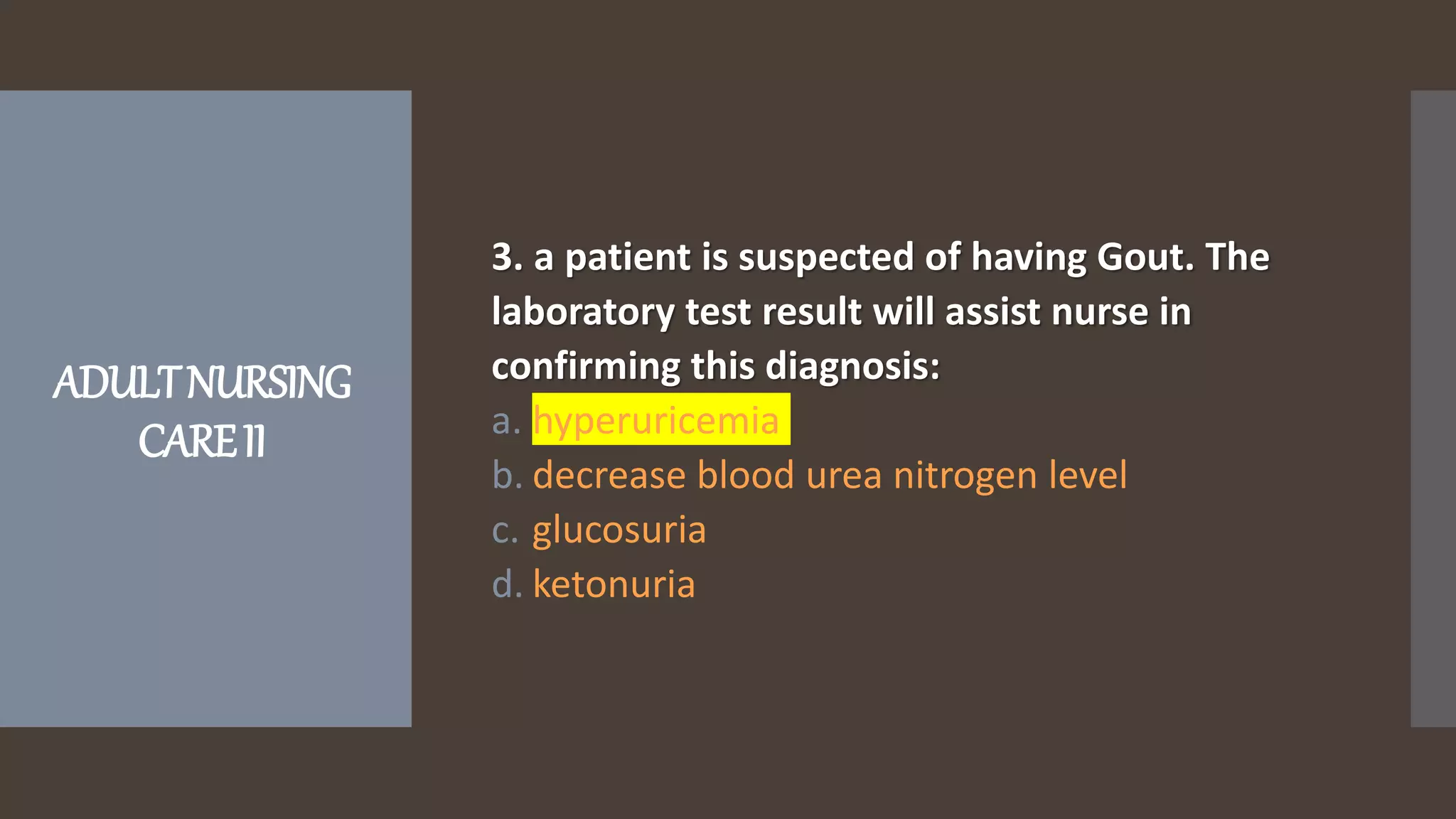Examples of nursing exam (snle ) 3 | PPTX