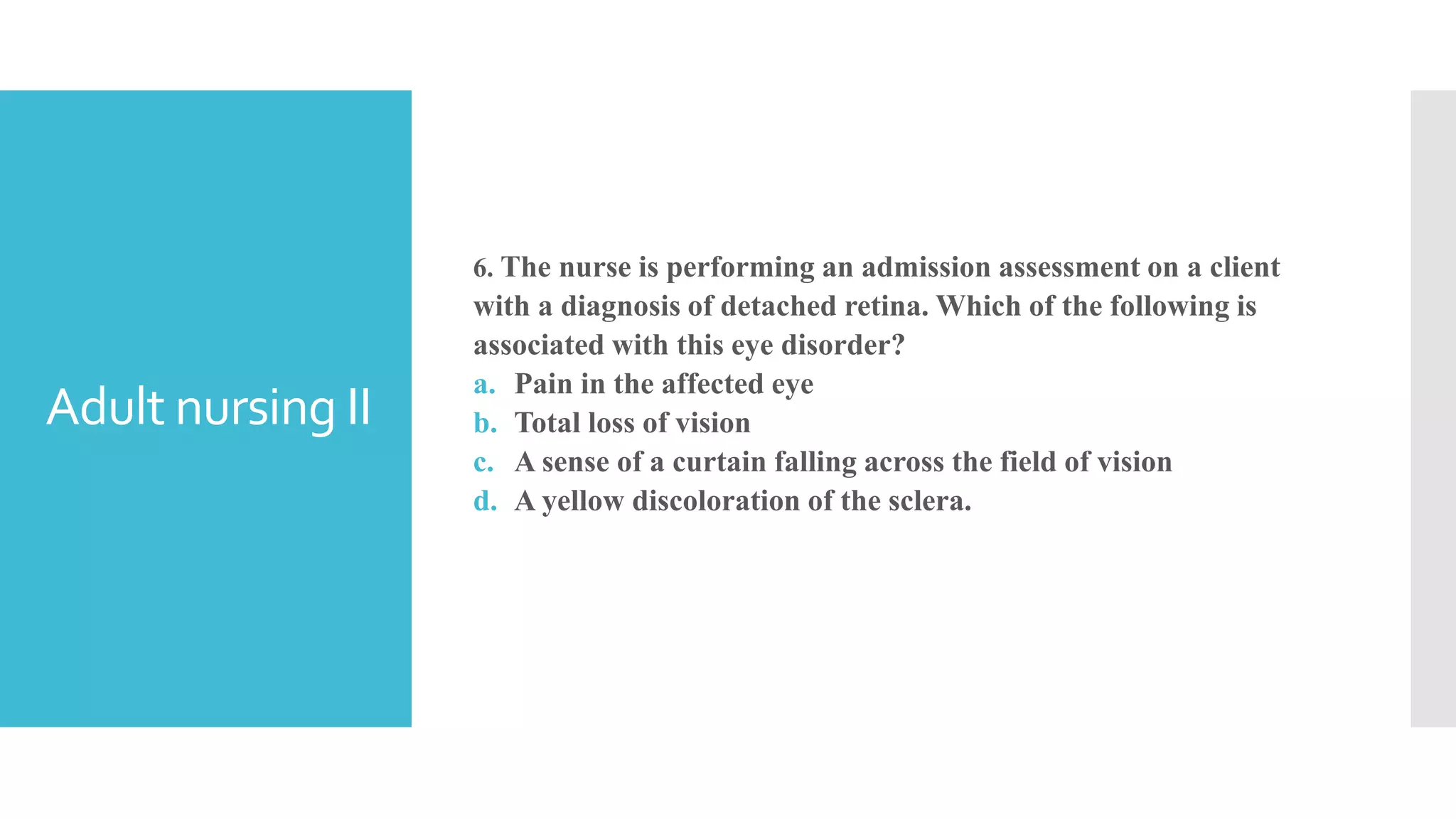 Examples of nursing exam (snle )1 | PPTX