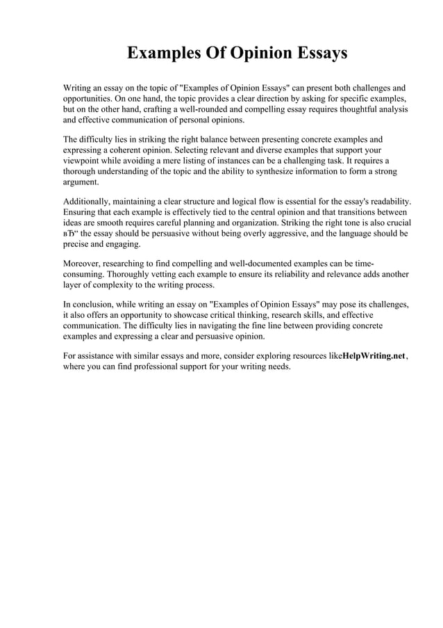 Examples Of Opinion Essays.pdf | Education