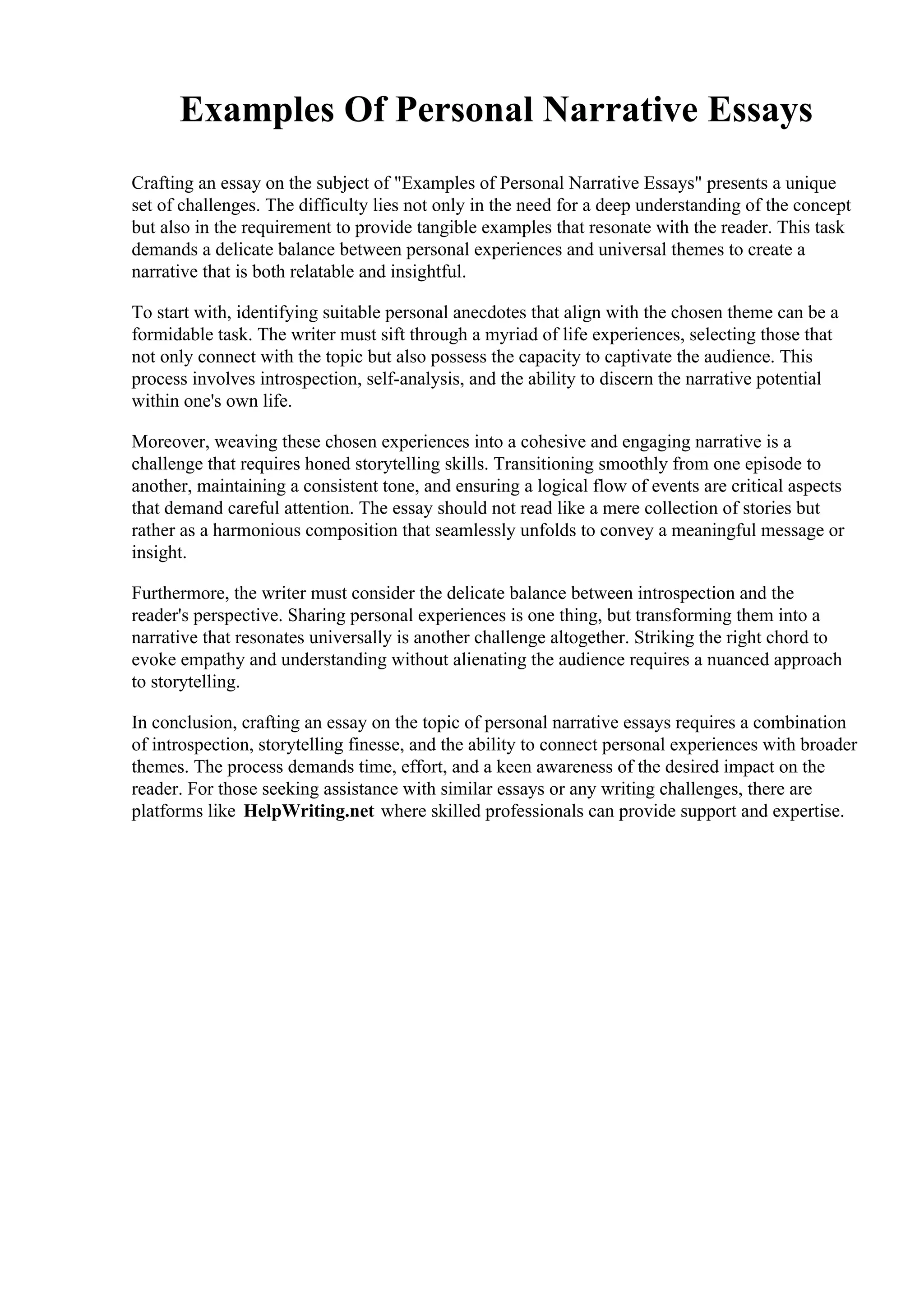 Examples Of Personal Narrative Essays.pdf | Poetry | Books and Literature