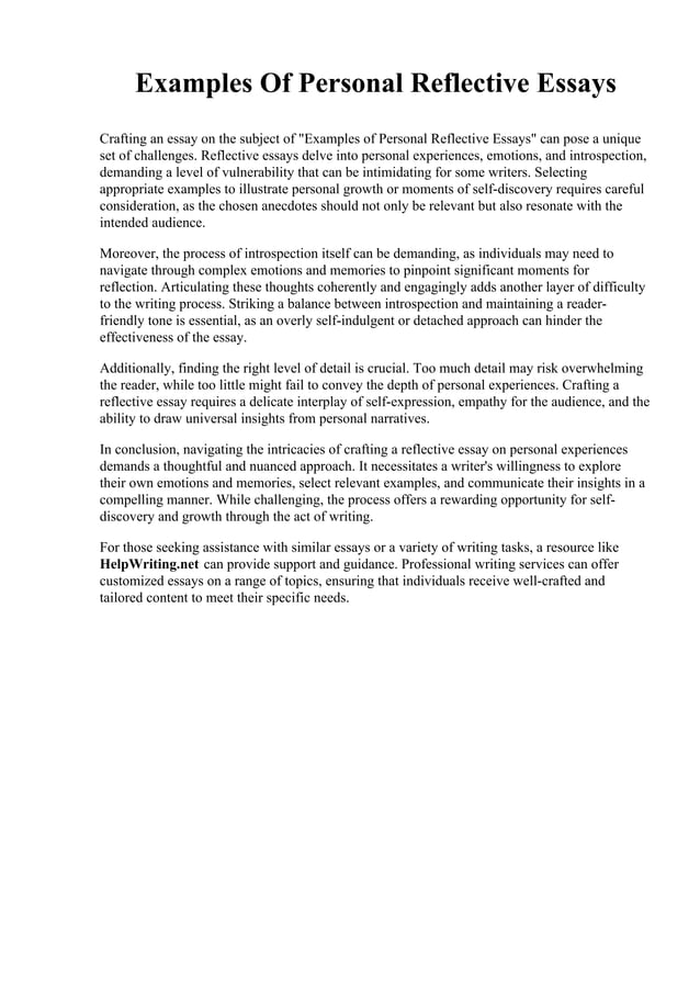 Examples Of Personal Reflective Essays.pdf