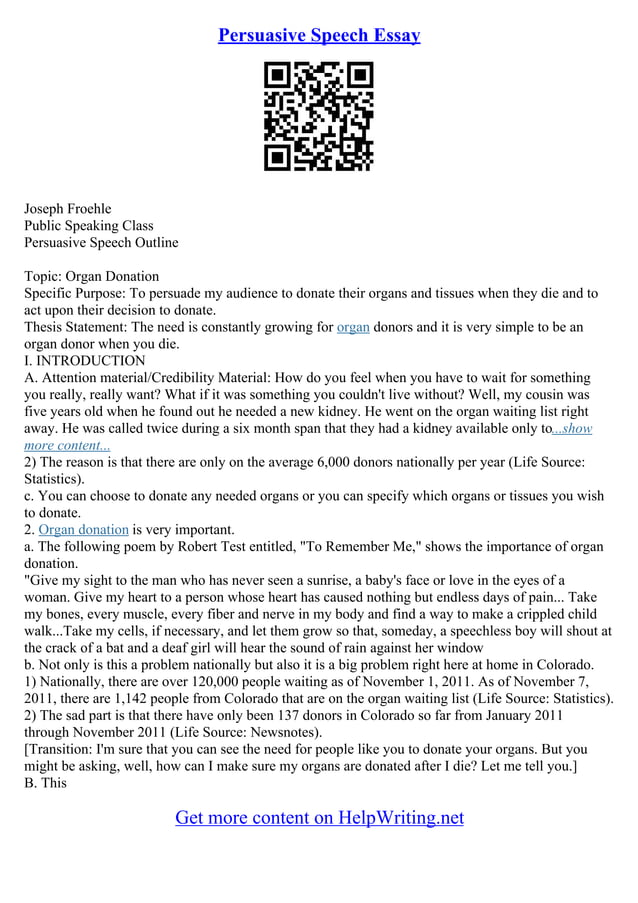 Examples Of Persuasive Speech Essays | PDF