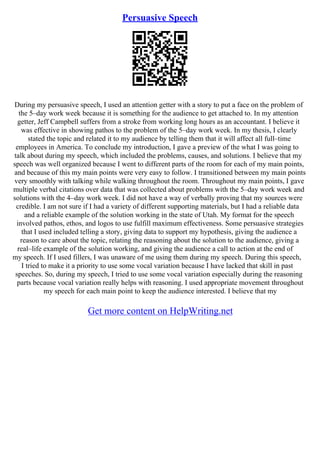 Examples Of Persuasive Speech Essays | PDF