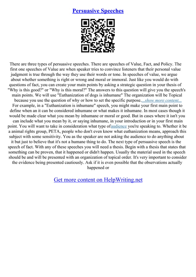 Examples Of Persuasive Speech Essays | PDF