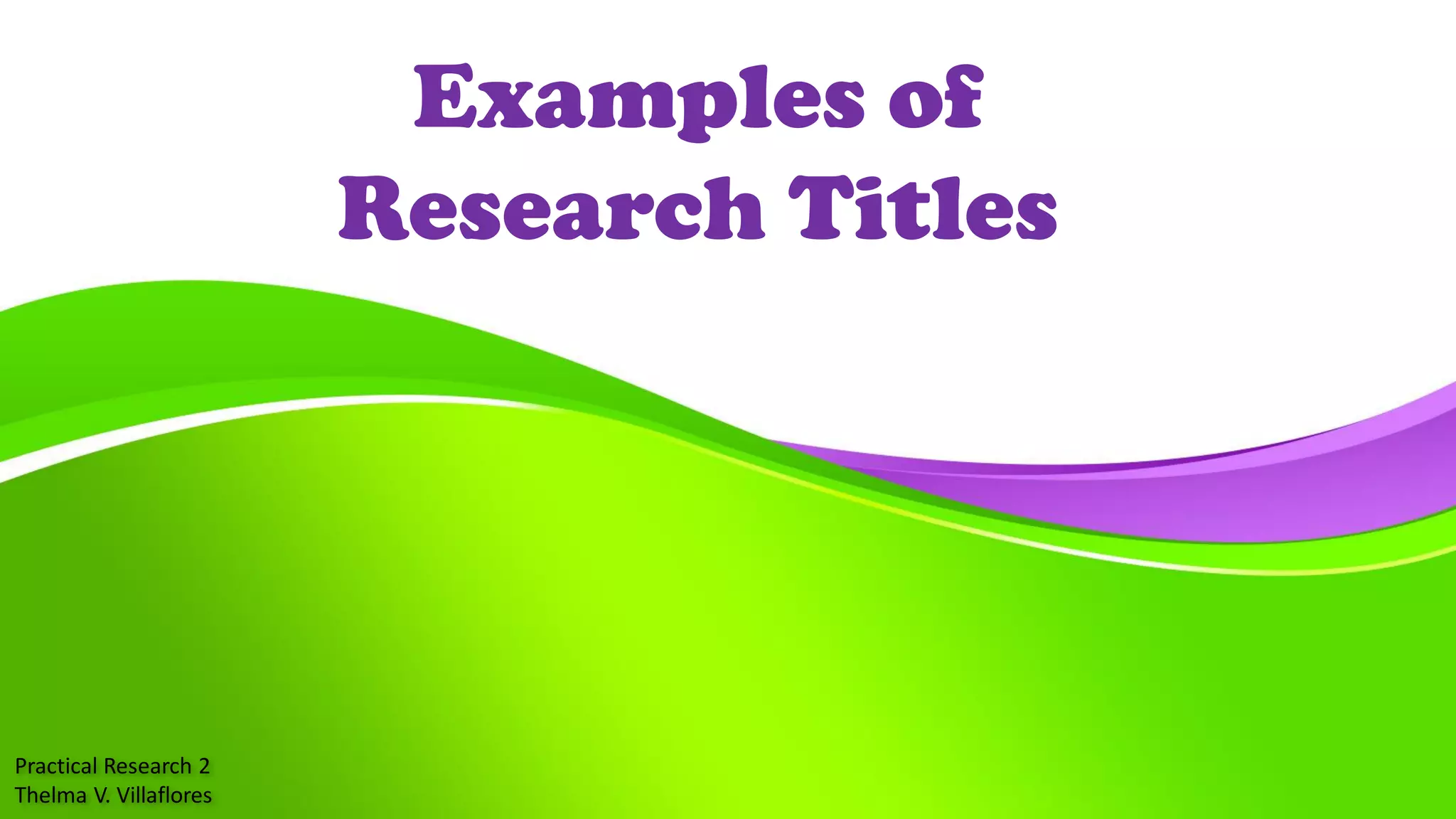 Examples of quantitative research titles | PDF
