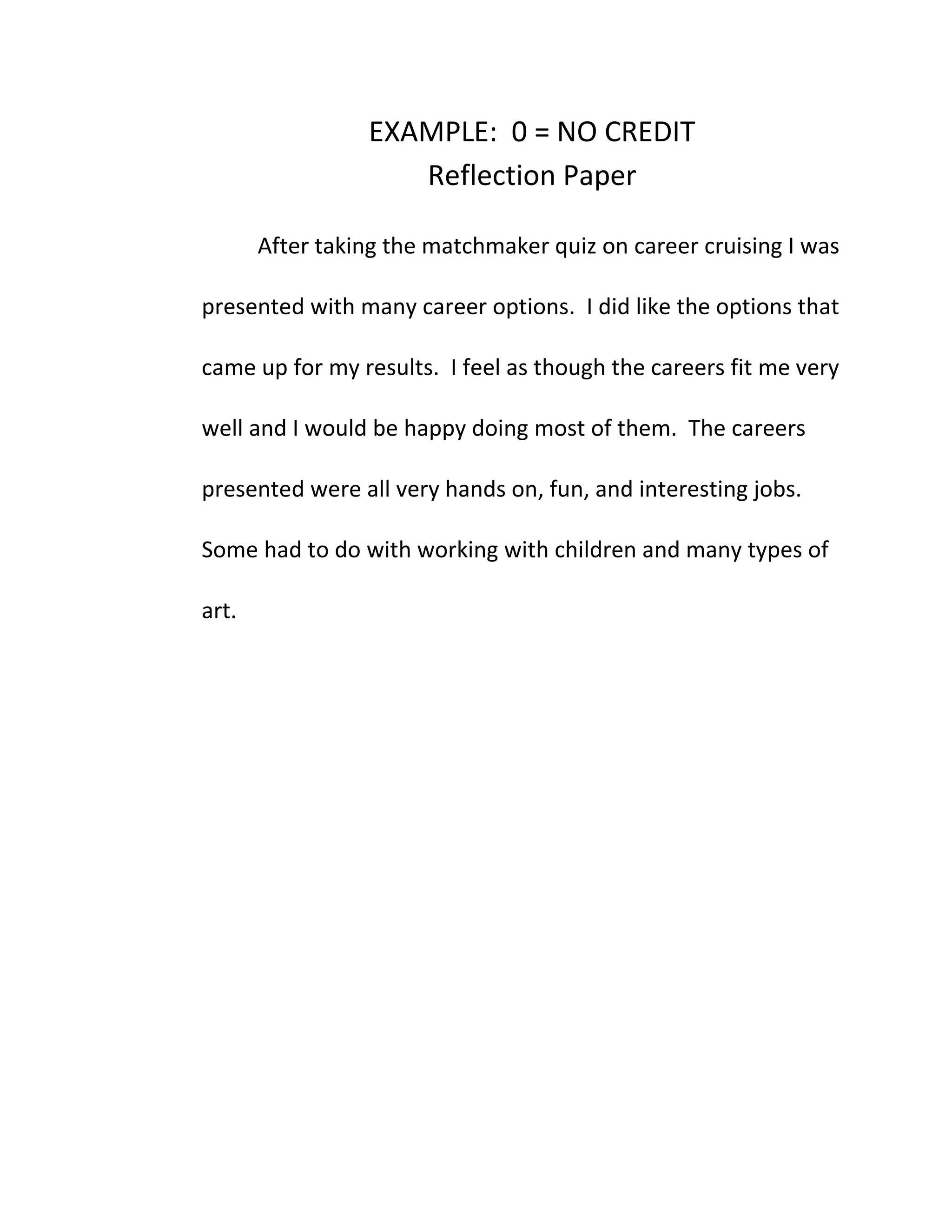 Examples of reflections | DOCX | Resume Writing and Advice | Job Search