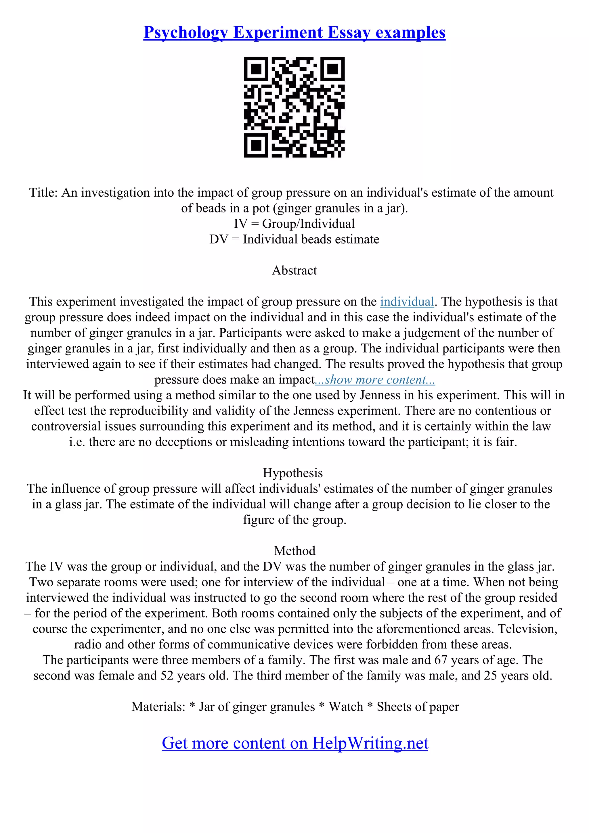 Examples Of Research Essays | PDF