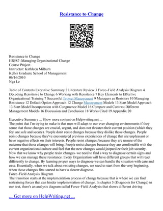 Examples Of Resistance To Change | PDF