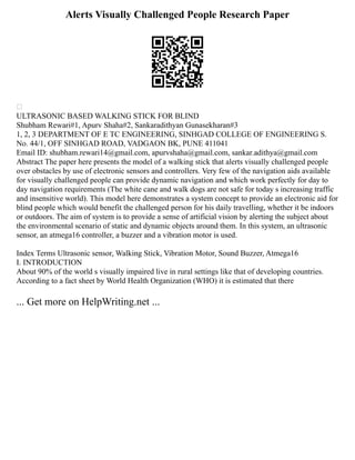 Examples Of Science Paper Abstract Sample Project A | PDF