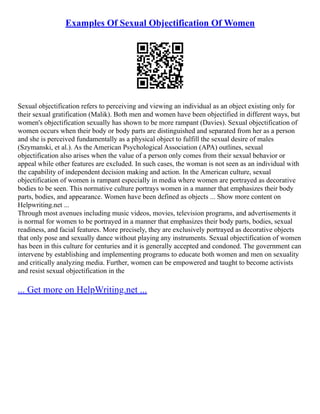 Examples Of Sexual Objectification Of Women | PDF