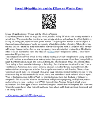 Examples Of Sexual Objectification Of Women | PDF