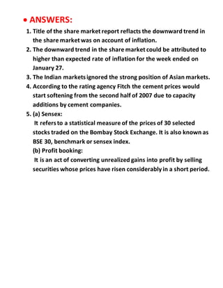 Examples of share market report | DOCX
