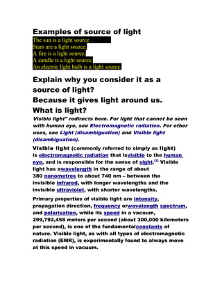 Examples of source of light | PDF