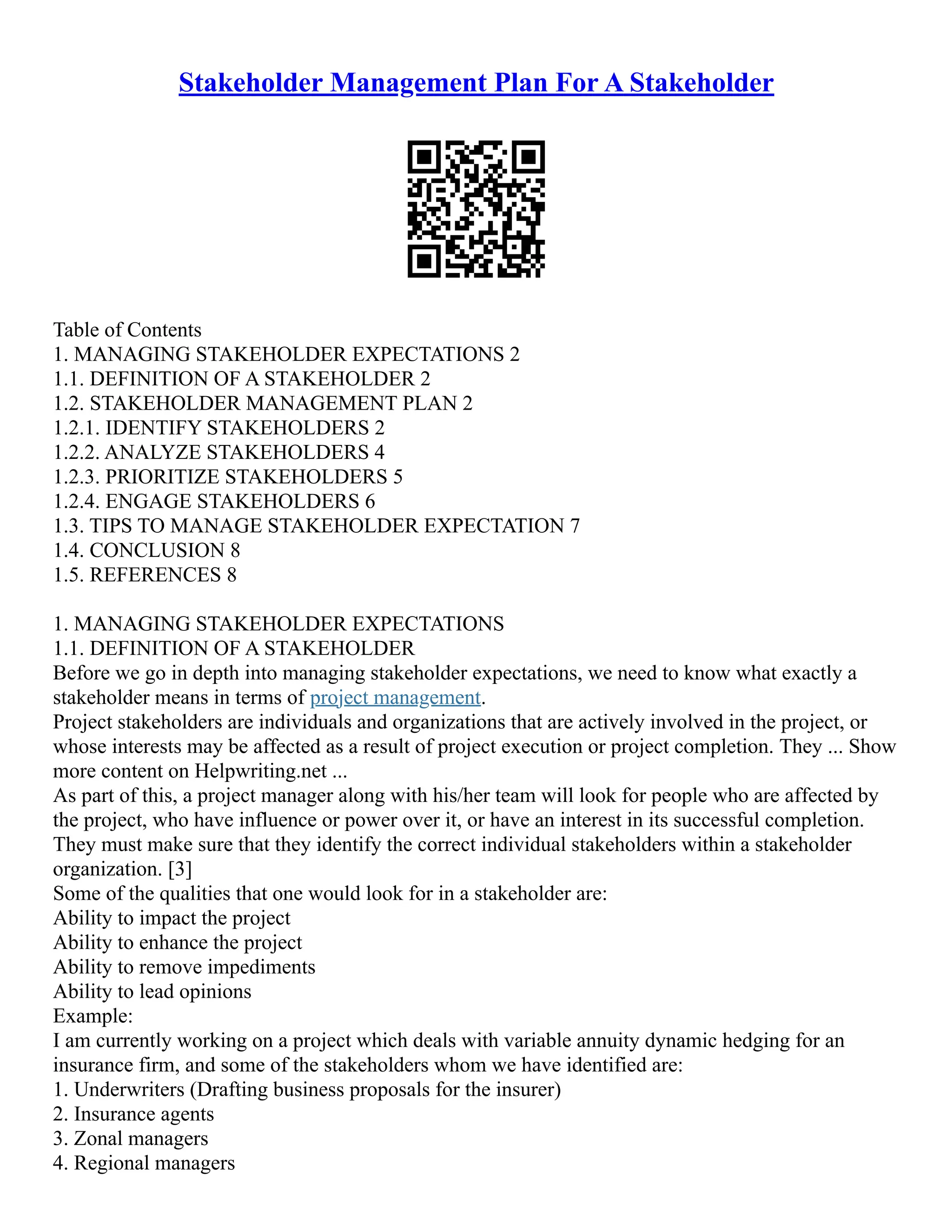 Examples Of Stakeholders | PDF