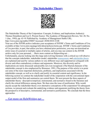 Examples Of Stakeholders | PDF