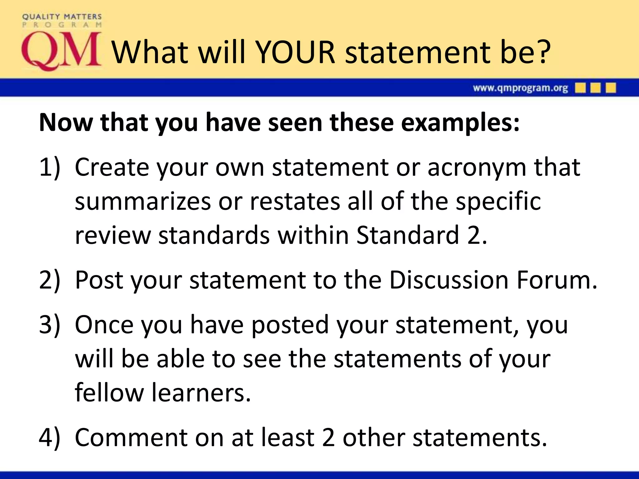 Examples of Standard 2 Statements | PPTX