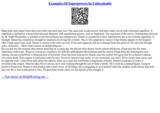 Examples Of Superpowers In Unbreakable | PPT