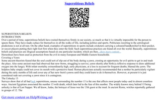 Examples Of Superstitions | PPT