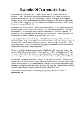 Examples Of Text Analysis Essay. Literary Analysis Essay: Tips to Write ...