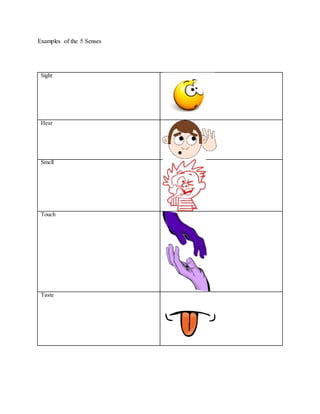 Examples of the 5 senses | DOCX