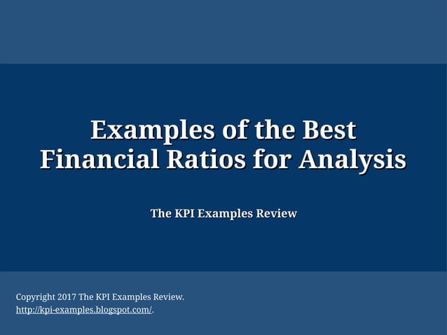 Examples of the Best Financial Ratios for Analysis: Best Financial ...