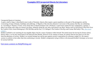 Examples Of Unexpected Quests In Literature | PPT