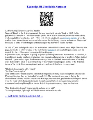 Examples Of Unreliable Narrator | PDF