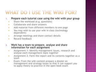 Example of using the group wiki tool in a virtual learning enviroment | PPT