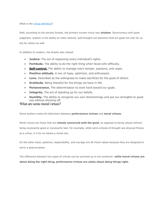 Examples of virtues | PDF