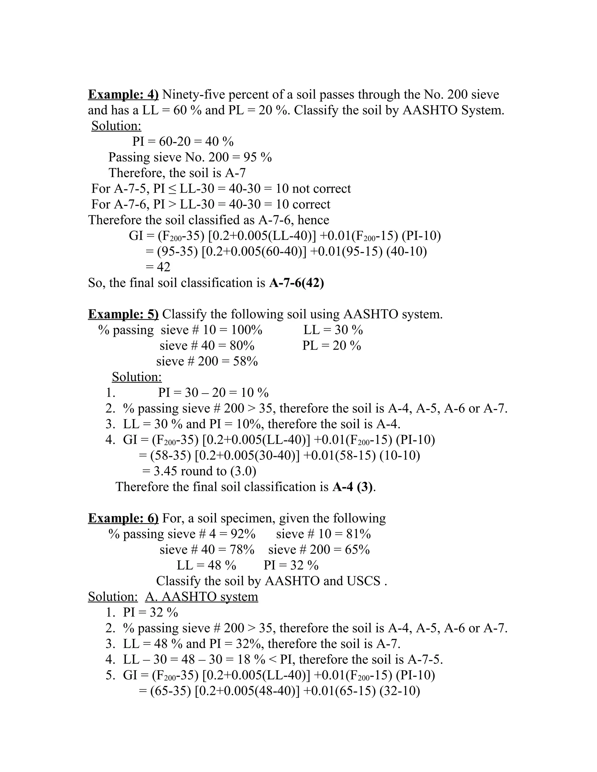 Examples on soil classification | DOC