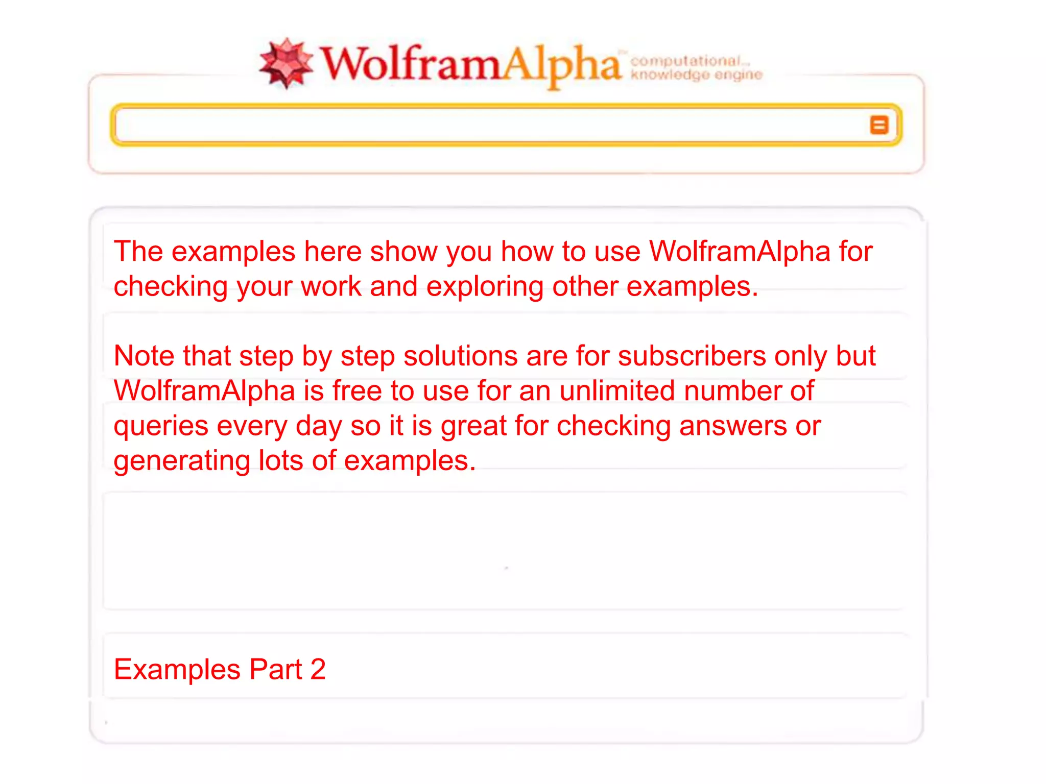 WolframAlpha Examples part 2 | PPTX