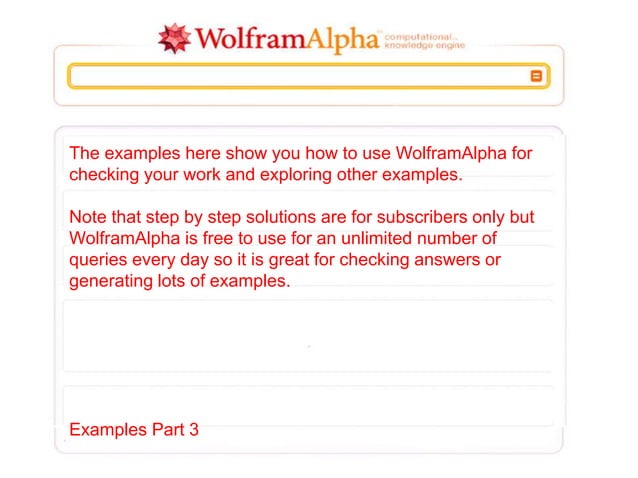 WolframAlpha Examples part 3 | PPT