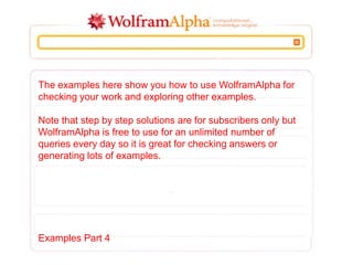 WolframAlpha Examples part 4 | PPTX | Physics | Science