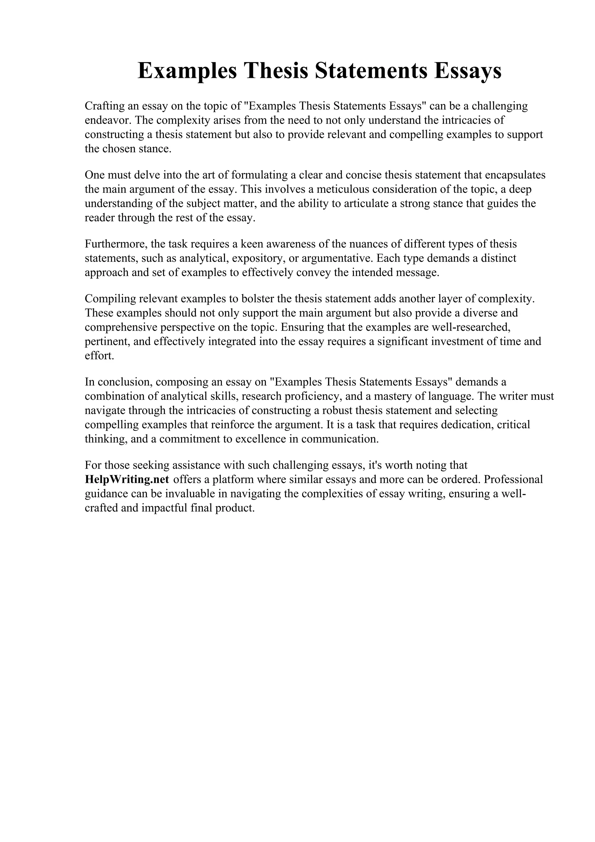 Examples Thesis Statements Essays.pdfExamples Thesis Statements Essays ...