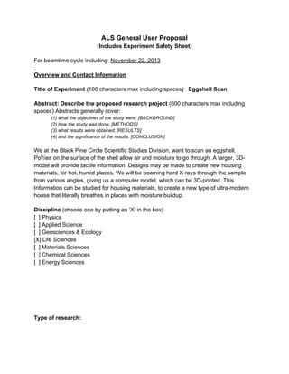 Example proposal for beamline 8.2 at the ALS | PDF | 3-D Graphics ...