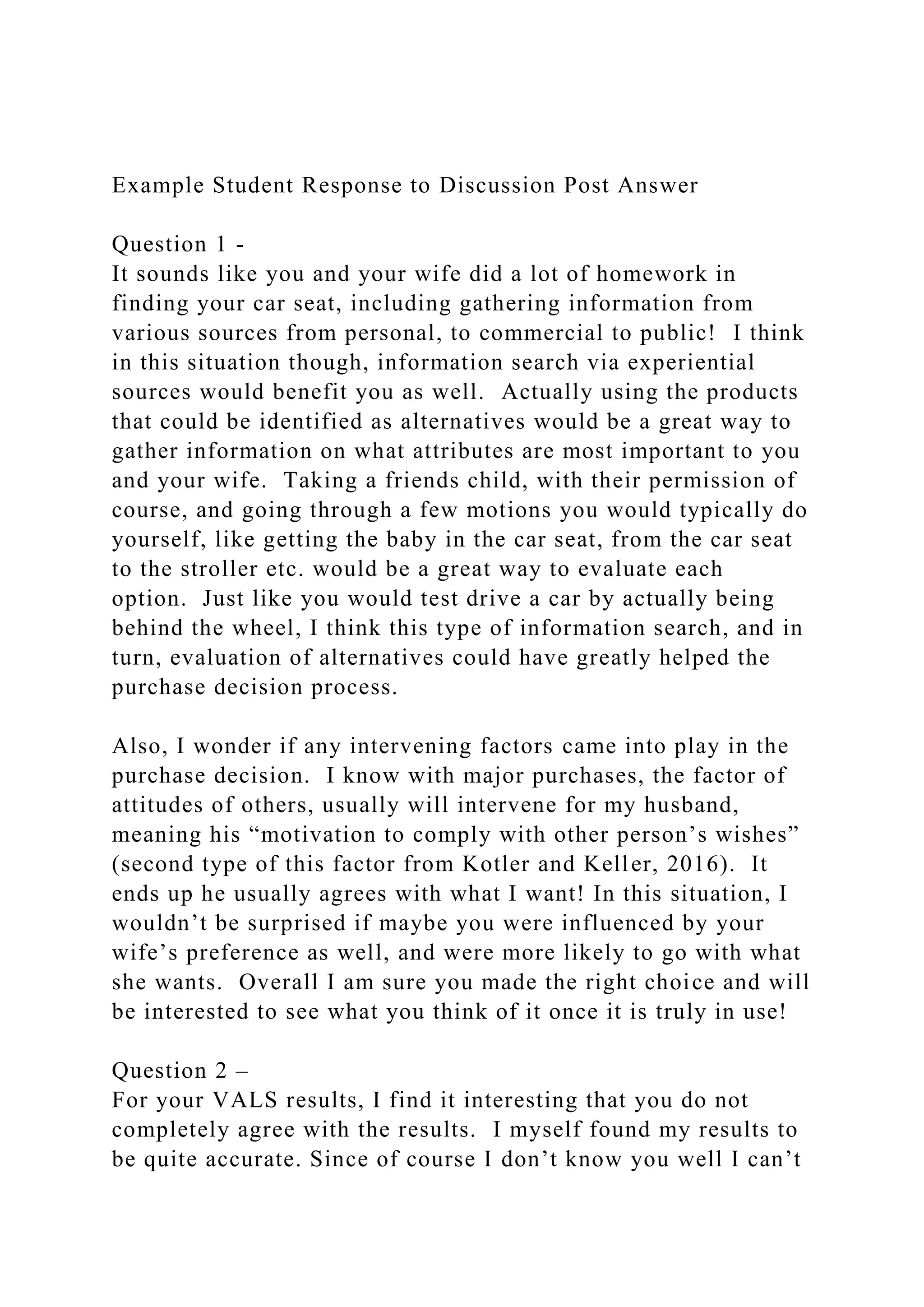 Example Student Response to Discussion Post AnswerQuestion 1 -.docx