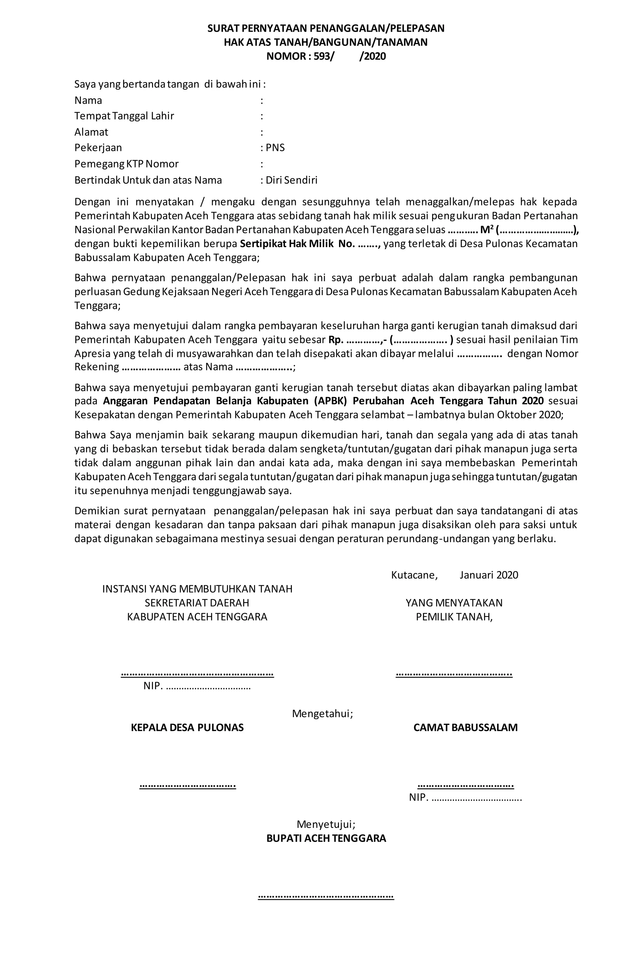 Example surat pernyataan penanggalan | PDF