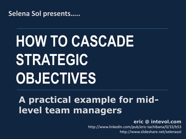 Example team objective cascade | PPTX